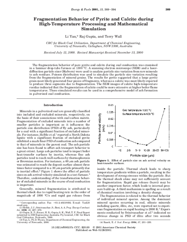 (PDF) Fragmentation Behavior of Pyrite and Calcite during High-Temperature Processing and ...