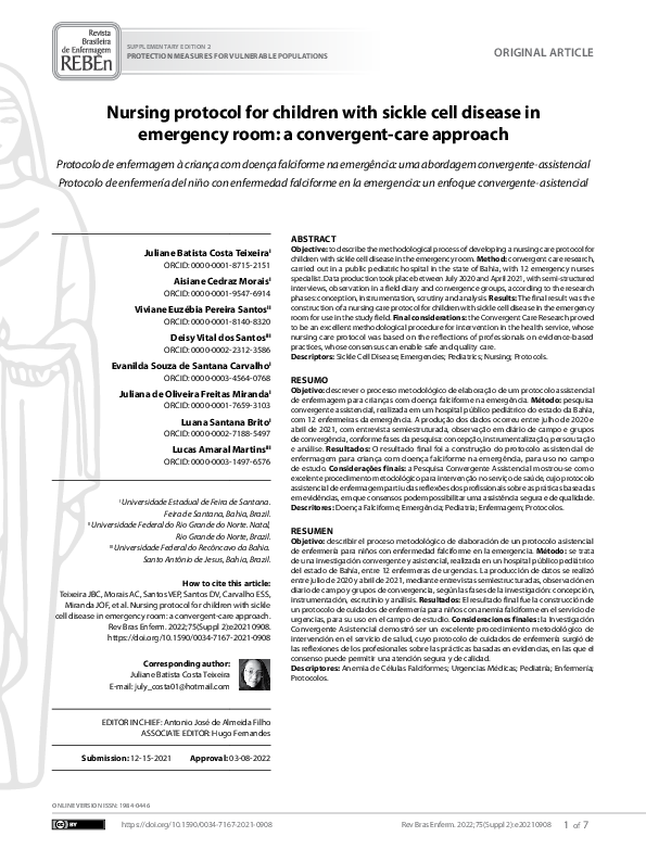(PDF) Nursing protocol for children with sickle cell disease in ...