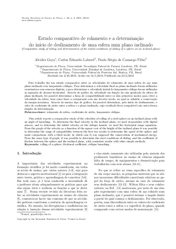(PDF) Estudo comparativo de rolamento e a determinação do início de ...