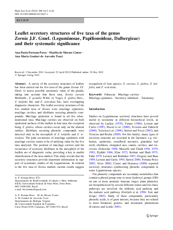 (PDF) Leaflet secretory structures of five taxa of the genus Zornia J.F ...