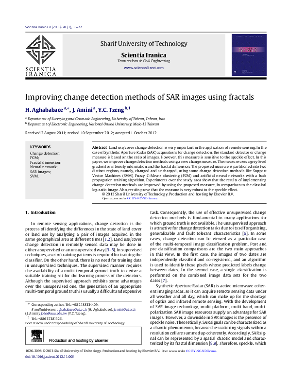 (PDF) Improving change detection methods of SAR images using fractals