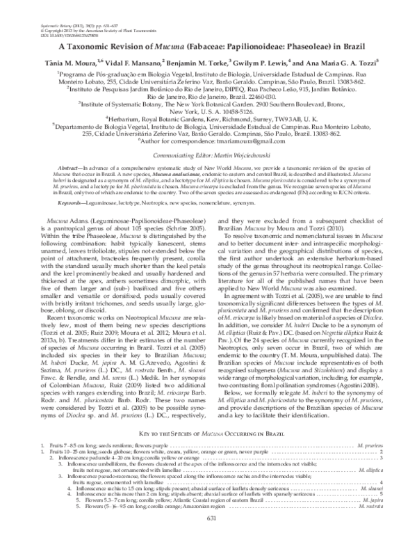 (PDF) A Taxonomic Revision of Mucuna (Fabaceae: Papilionoideae ...