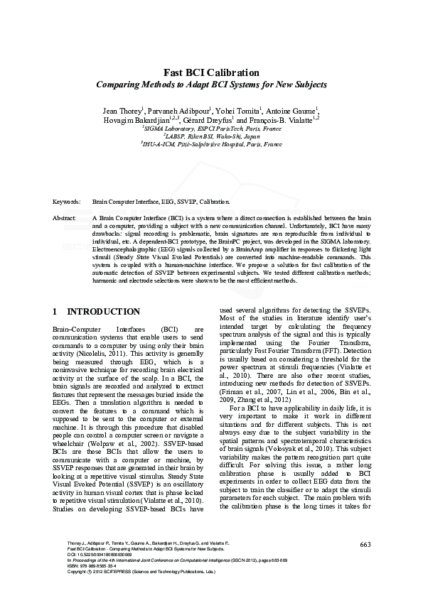 (PDF) Fast BCI Calibration - Comparing Methods to Adapt BCI Systems for New Subjects