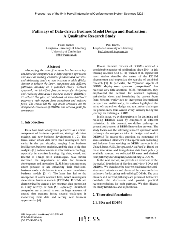 (PDF) Pathways of Data-driven Business Model Design and Realization: A Qualitative Research Study