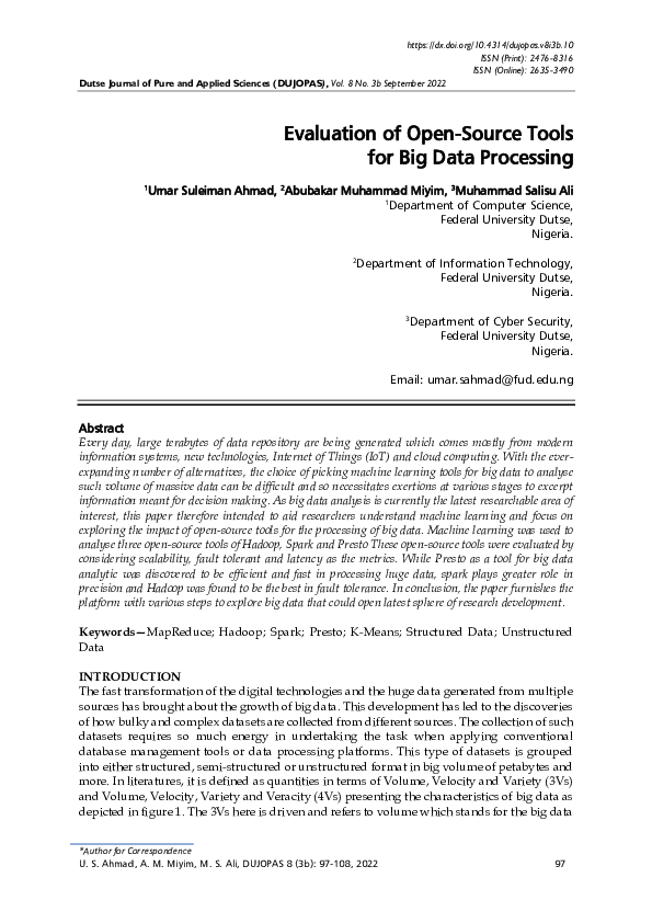 Pdf Evaluation Of Open Source Tools For Big Data Processing 5718