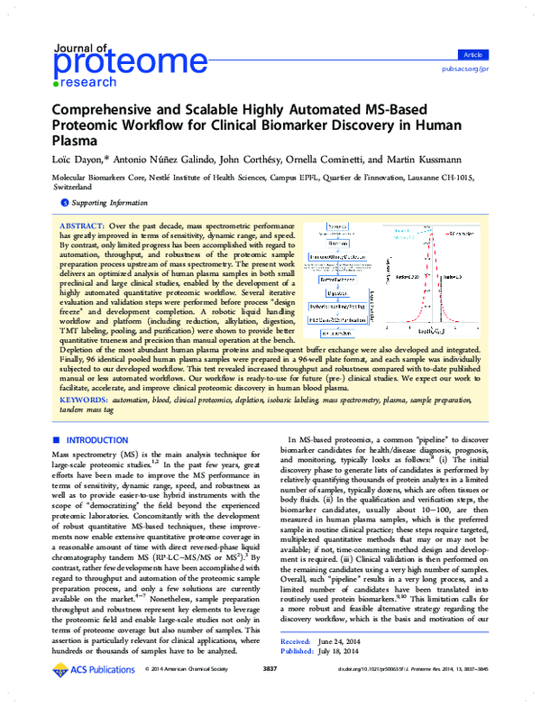 Pdf Comprehensive And Scalable Highly Automated Ms Based Proteomic
