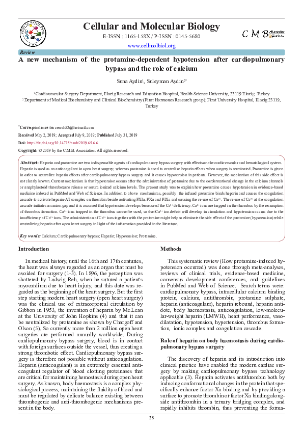 (PDF) A new mechanism of the protamine-dependent hypotension after ...