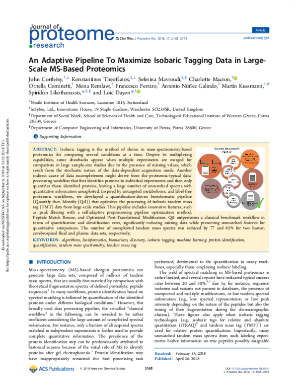 (PDF) An Adaptive Pipeline To Maximize Isobaric Tagging Data in Large-Scale MS-Based Proteomics