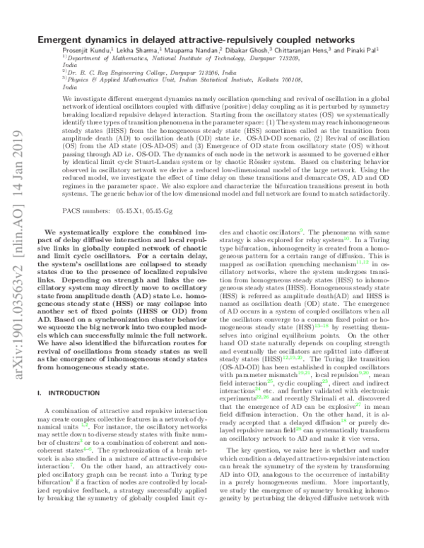 (PDF) Emergent dynamics in delayed attractive-repulsively coupled networks | Dibakar Ghosh ...