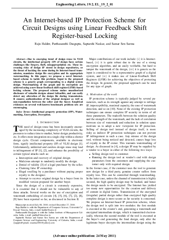 (PDF) An internet-based IP protection scheme for circuit designs using linear feedback shift ...