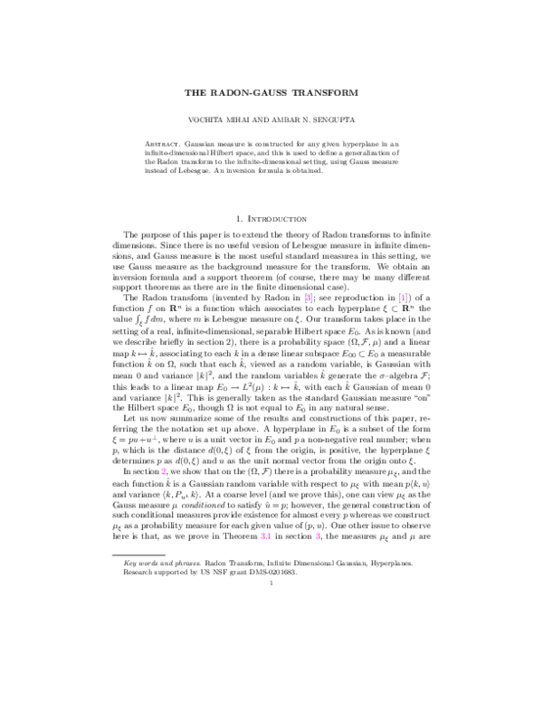 (PDF) The Radon-Gauss Transform | Ambar Sengupta - Academia.edu