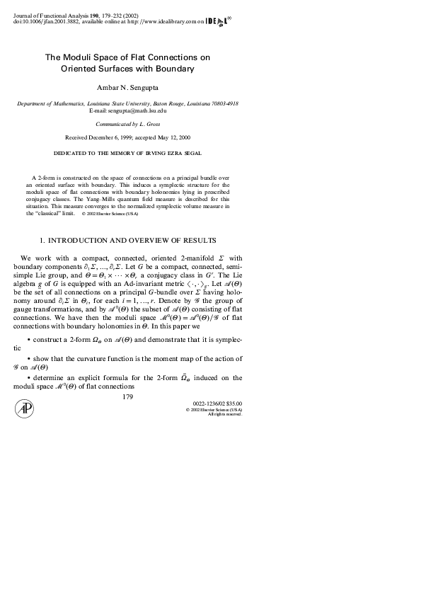 Pdf The Moduli Space Of Flat Connections On Oriented Surfaces With Boundary