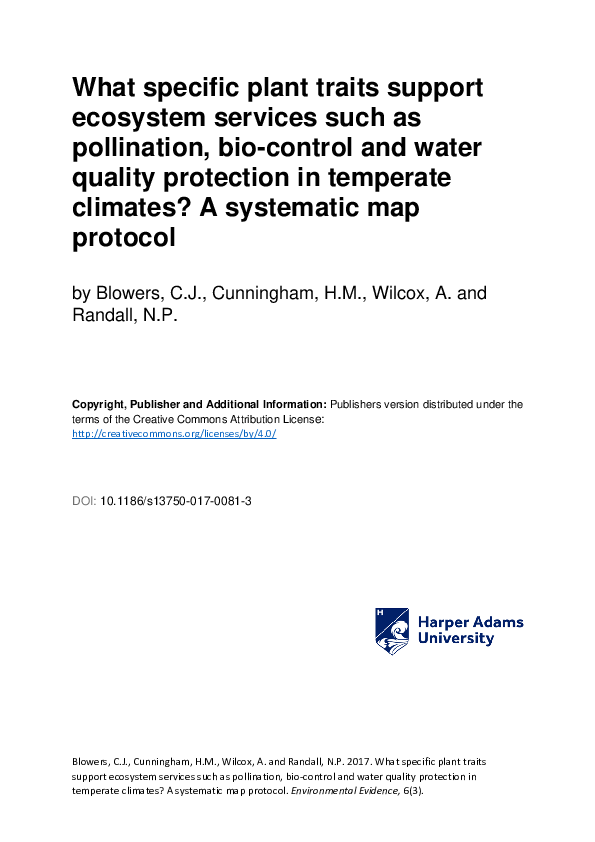 (PDF) What specific plant traits support ecosystem services such as ...