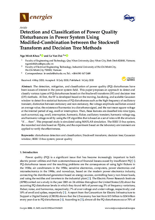 (PDF) Detection and Classification of Power Quality Disturbances in Power System Using Modified ...