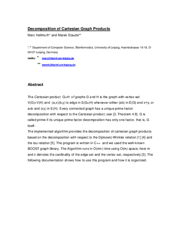 (PDF) Decomposition of Cartesian Graph Products