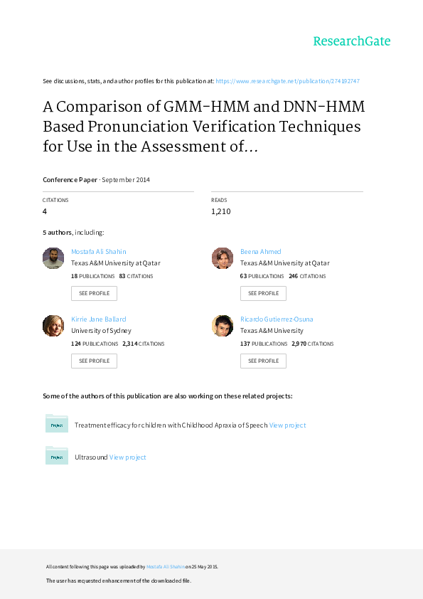 (PDF) A comparison of GMM-HMM and DNN-HMM based pronunciation verification techniques for use in ...