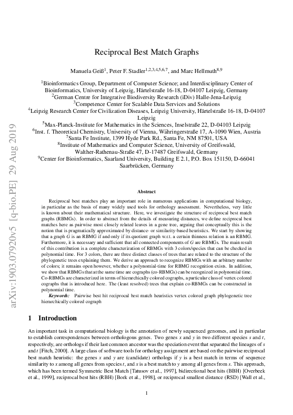 (PDF) Reciprocal best match graphs