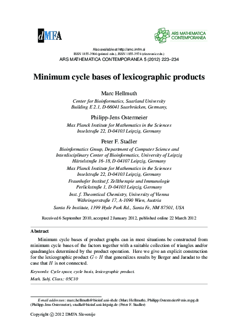 (PDF) Minimum cycle bases of lexicographic products