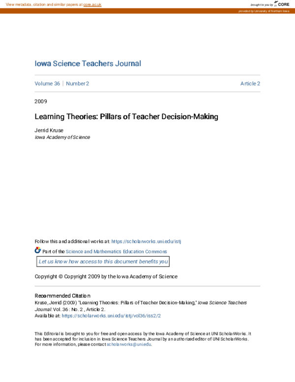 (PDF) Learning Theories: Pillars of Teacher Decision-Making