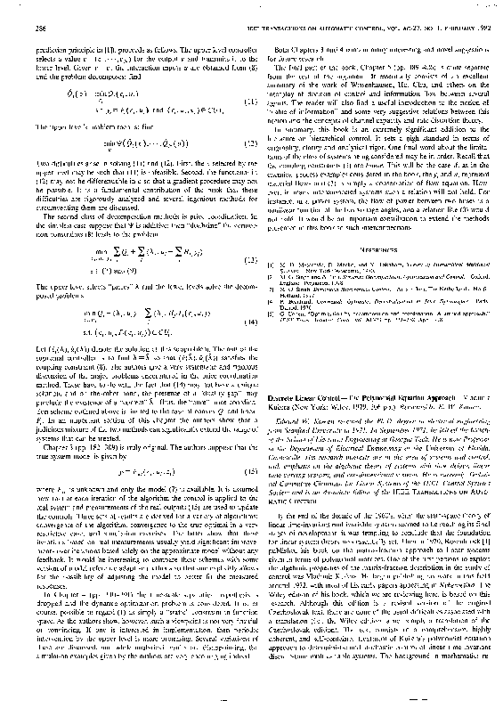 Discrete linear control - The polynomial equation approach
