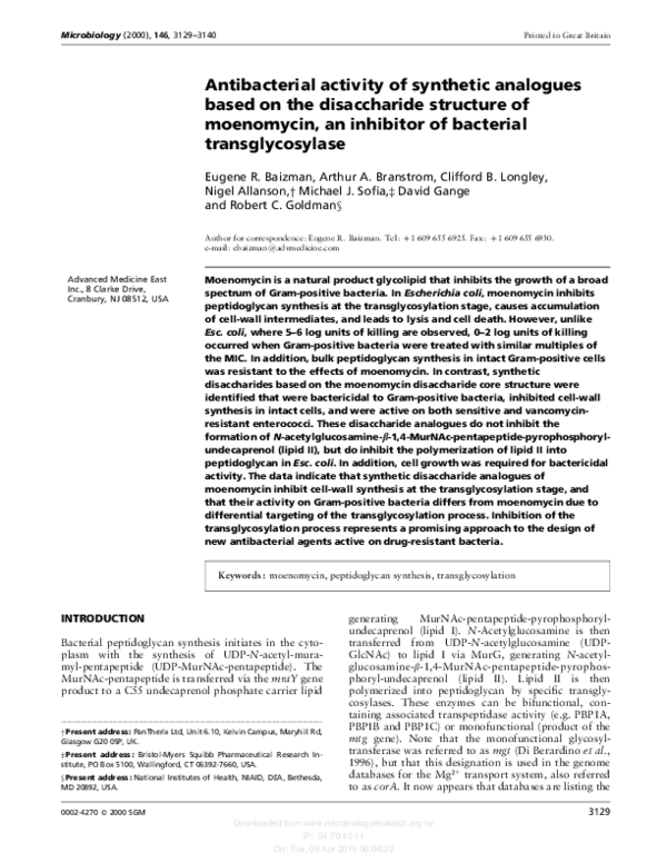 (PDF) Antibacterial activity of synthetic analogues based on the ...
