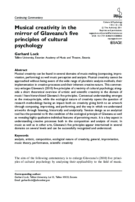 (PDF) Musical creativity in the mirror of Glaveanu's five principles of ...