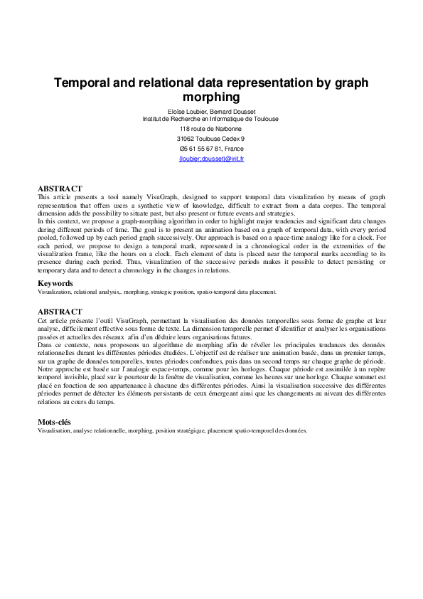 (PDF) Temporal and relational data representation by graph morphing (PDF) Temporal and relational data representation by graph morphing
