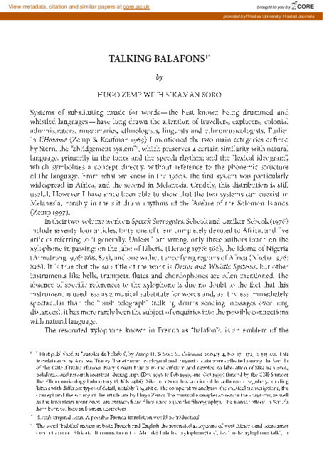 (PDF) Talking balafons | Hugo Zemp - Academia.edu