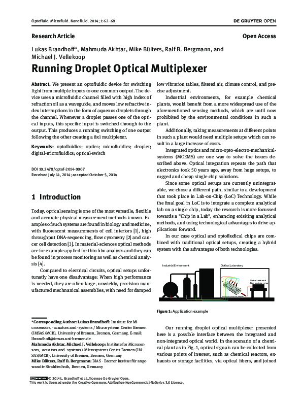 (PDF) Running Droplet Optical Multiplexer