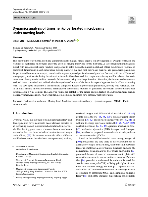 (PDF) Dynamic Analysis of Perforated Microbeams