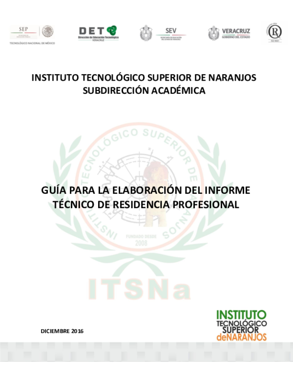 (PDF) Guia para la elaboracion del inf. Tec. Resid. Prof