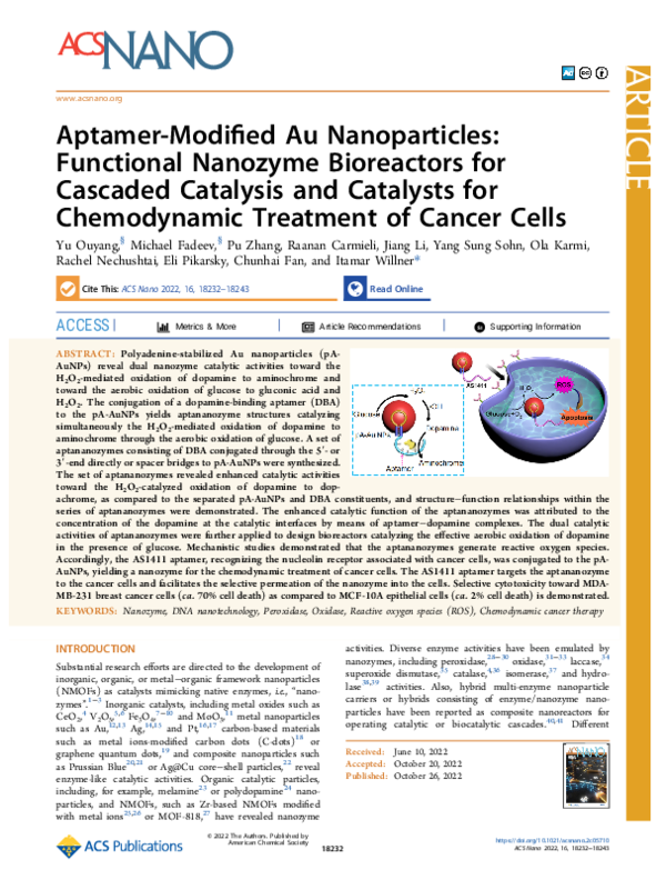 (PDF) Aptamer-Modified Au Nanoparticles: Functional Nanozyme Bioreactors for Cascaded Catalysis ...
