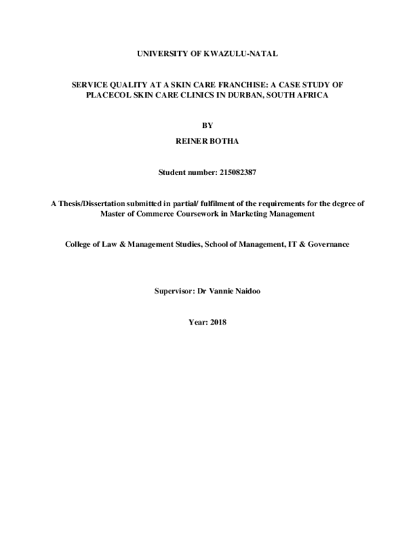 (PDF) Service quality at a skin care franchise: a case study of ...