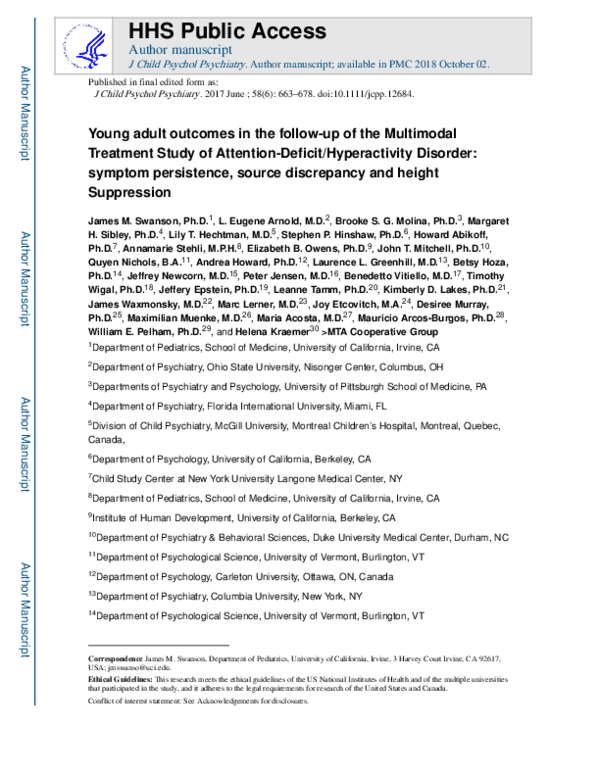 (PDF) Young adult outcomes in the follow-up of the multimodal treatment study of attention ...