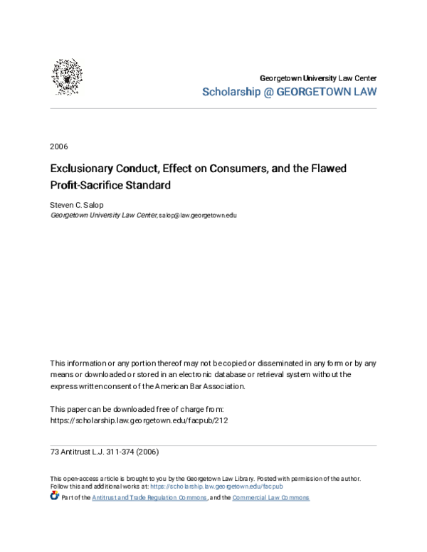 (PDF) Exclusionary conduct, effect on consumers, and the flawed profit ...