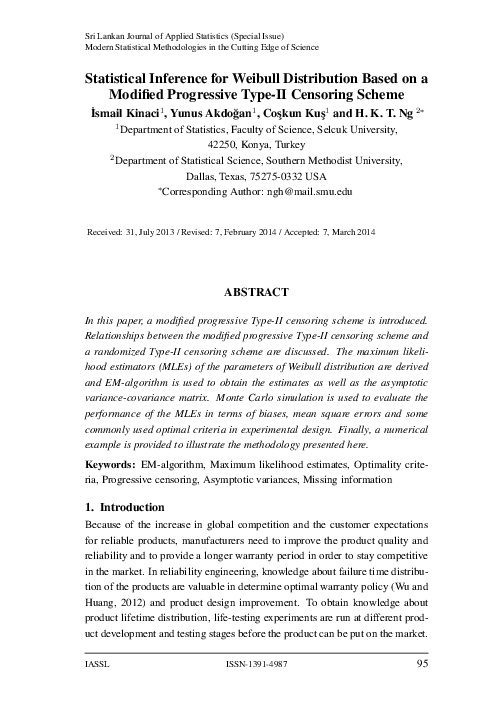 Pdf Statistical Inference For Weibull Distribution Based On A Modified Progressive Type Ii 