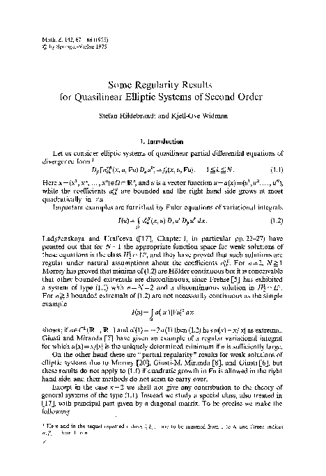 (PDF) Some regularity results for quasilinear elliptic systems of ...