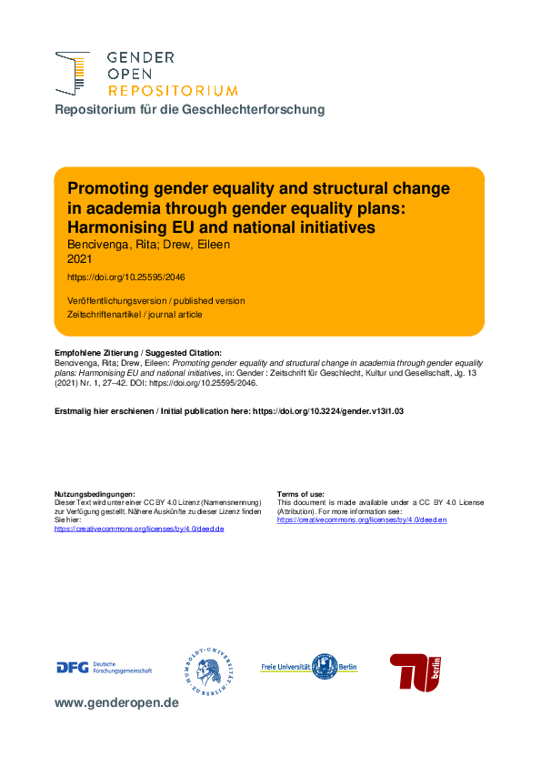 (PDF) Promoting gender equality and structural change in academia ...