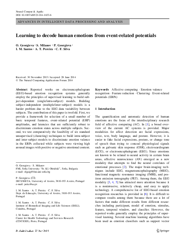 (PDF) Learning to decode human emotions from event-related potentials