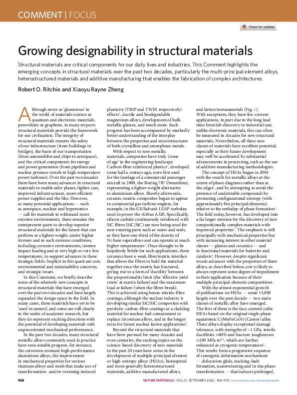 (PDF) Growing designability in structural materials