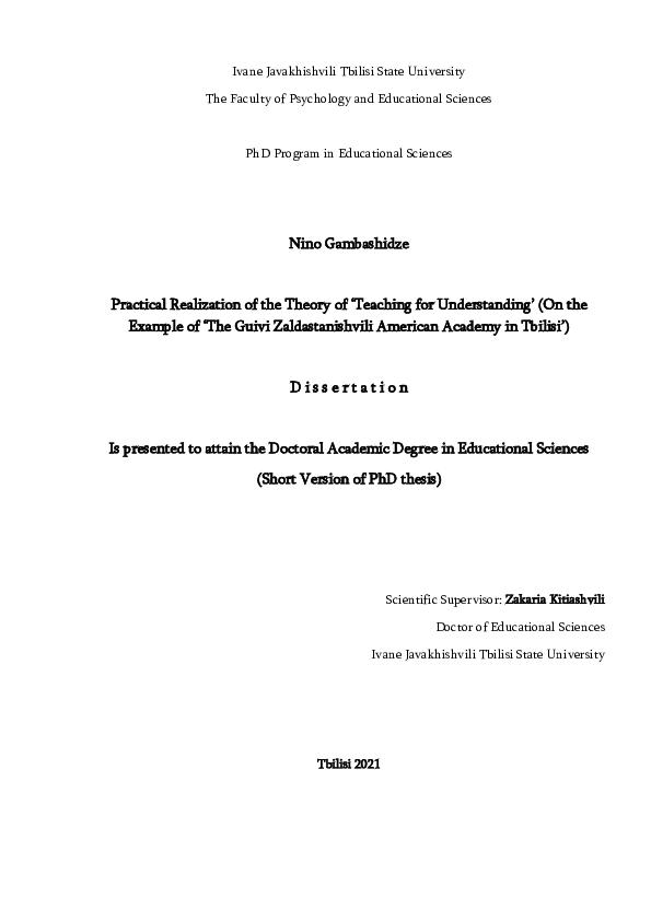 (PDF) Practical Realization of the Theory of ‘Teaching for ...