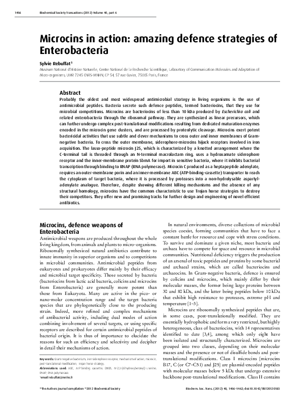 (PDF) Microcins in action: amazing defence strategies of Enterobacteria ...