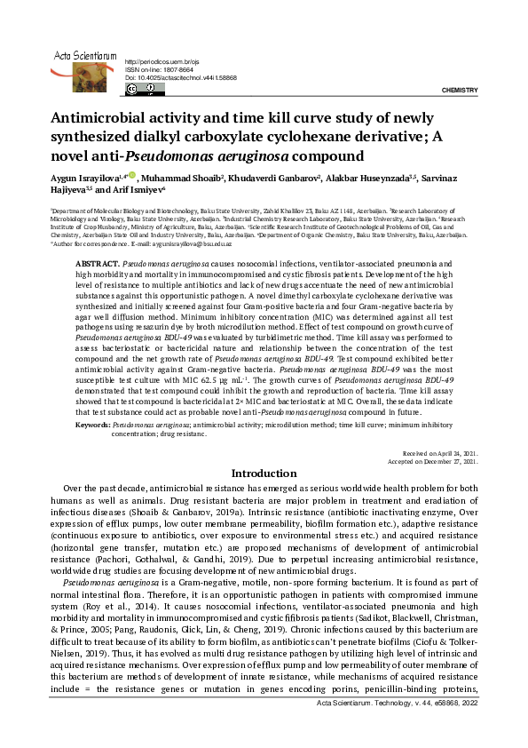 (PDF) Antimicrobial activity and time kill curve study of newly ...