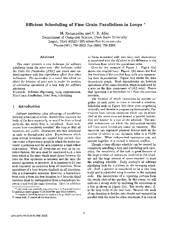 (PDF) Efficient scheduling of fine grain parallelism in loops