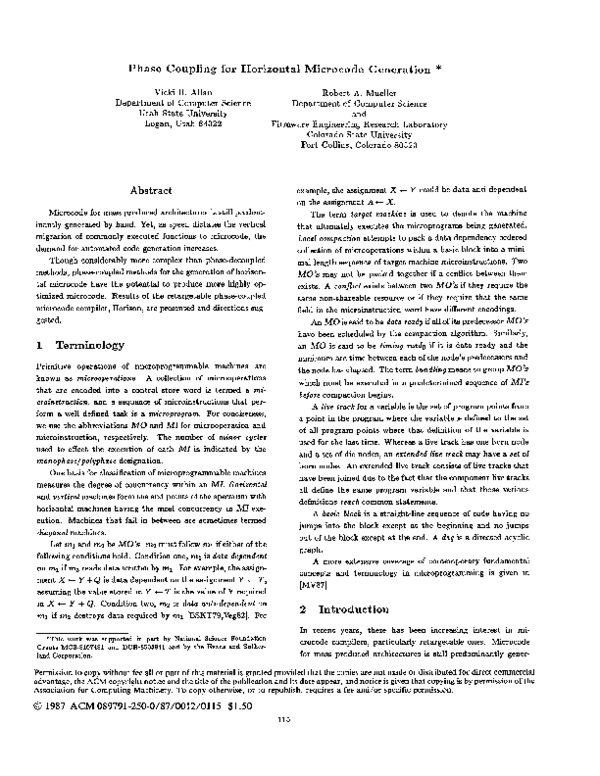 Pdf Phase Coupling For Horizontal Microcode Generation