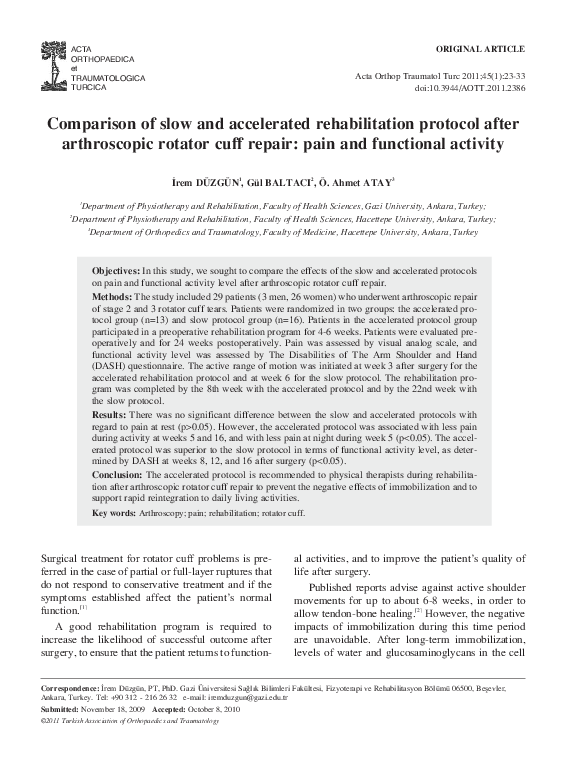 (PDF) Comparison of slow and accelerated rehabilitation protocol after arthroscopic rotator cuff ...