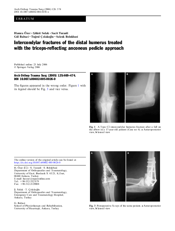 (PDF) Intercondylar fractures of the distal humerus treated with the ...