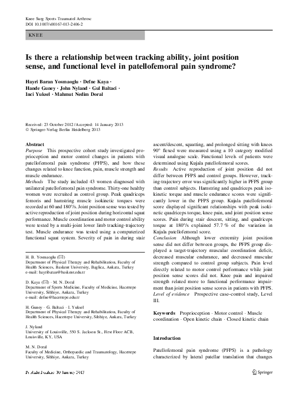 (PDF) Is there a relationship between tracking ability, joint position ...