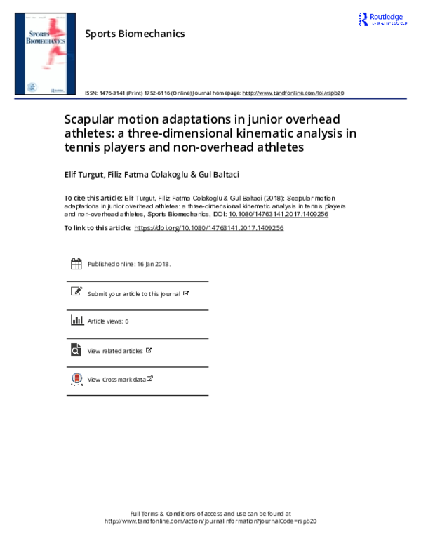 (PDF) Scapular motion adaptations in junior overhead athletes: a three ...