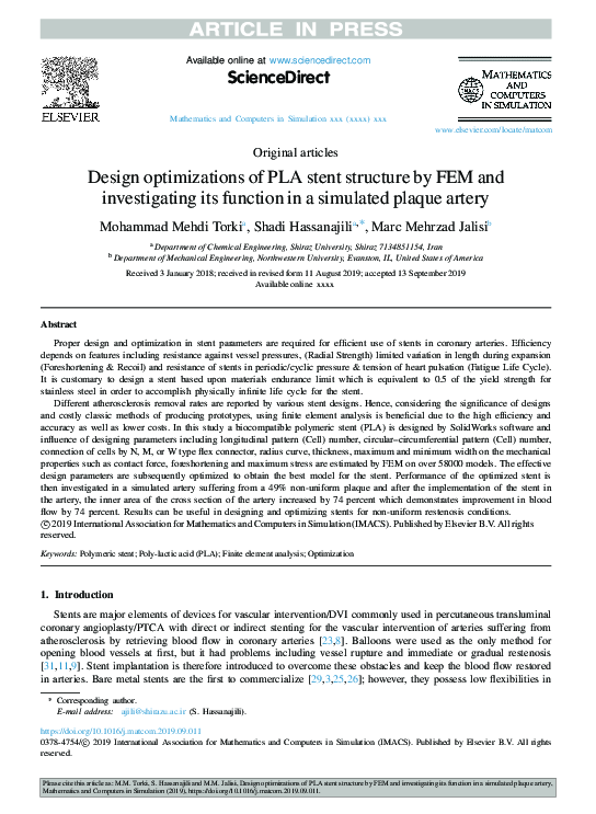 (PDF) Design optimizations of PLA stent structure by FEM and ...